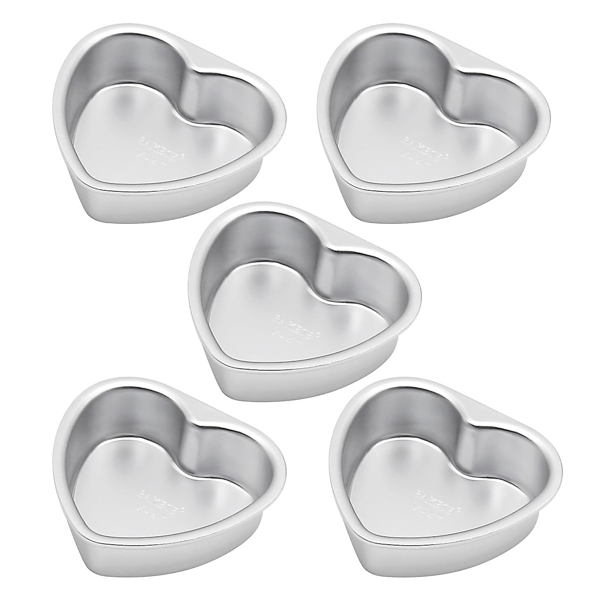 EATAKWARD 5pcs Heart Shaped Cake Pan, 4'' Non-Stick DIY Cake Pans for Baking, Aluminium Cake Mold, Multifunctional Heart Cake Tins for Kitchen Birthday Valentine Day Wedding Mini Heart Cake Pan