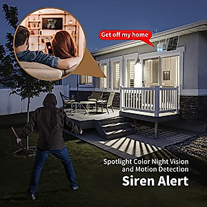 SOLIOM Solar Security Camera Outdoor,WiFi Wireless Battery Powered Rechargeable Home Camera with Panel,Spotlight Color Night Vision and PIR Motion Detection,Siren,2-Way Audio,Cloud Storage/SD S800C