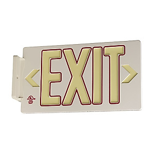UL Listed 50 foot Jessup Glo Brite 7130-B Exit Sign, Single Sided with Frame, White with Red Outline, 8.75-Inch x 15.5-Inch (Mounts 4 ways, includes bracket and arrows)