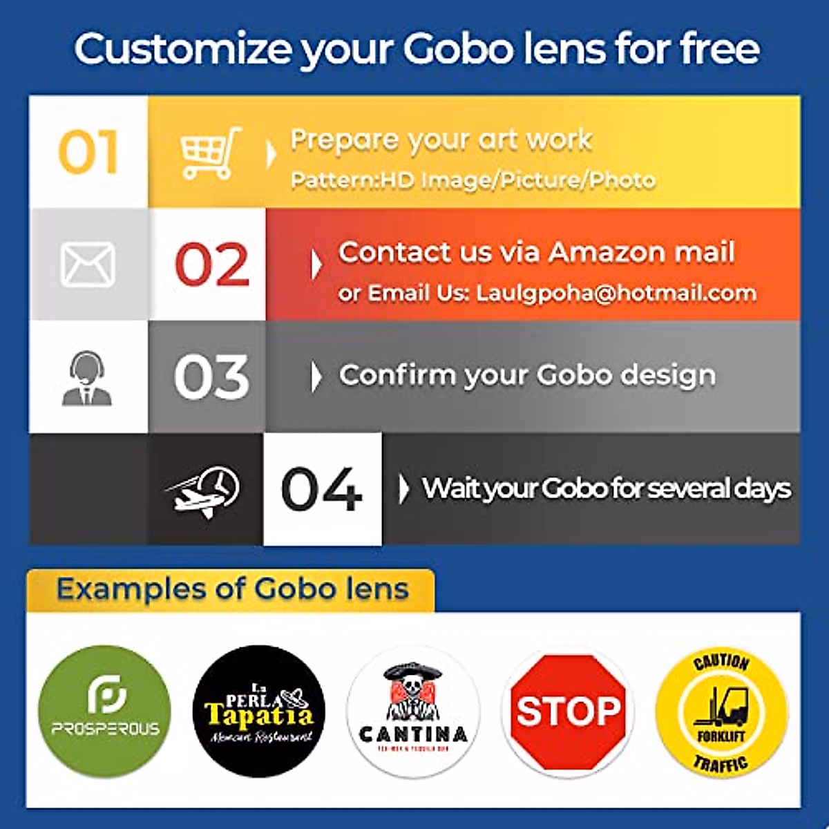 Laulgpoha 30W GOBO Light Projector, High-Definition Custom LED Logo Projector, Rotational GOBO Projector with a Free Glass GOBO Lens, for Indoor Use