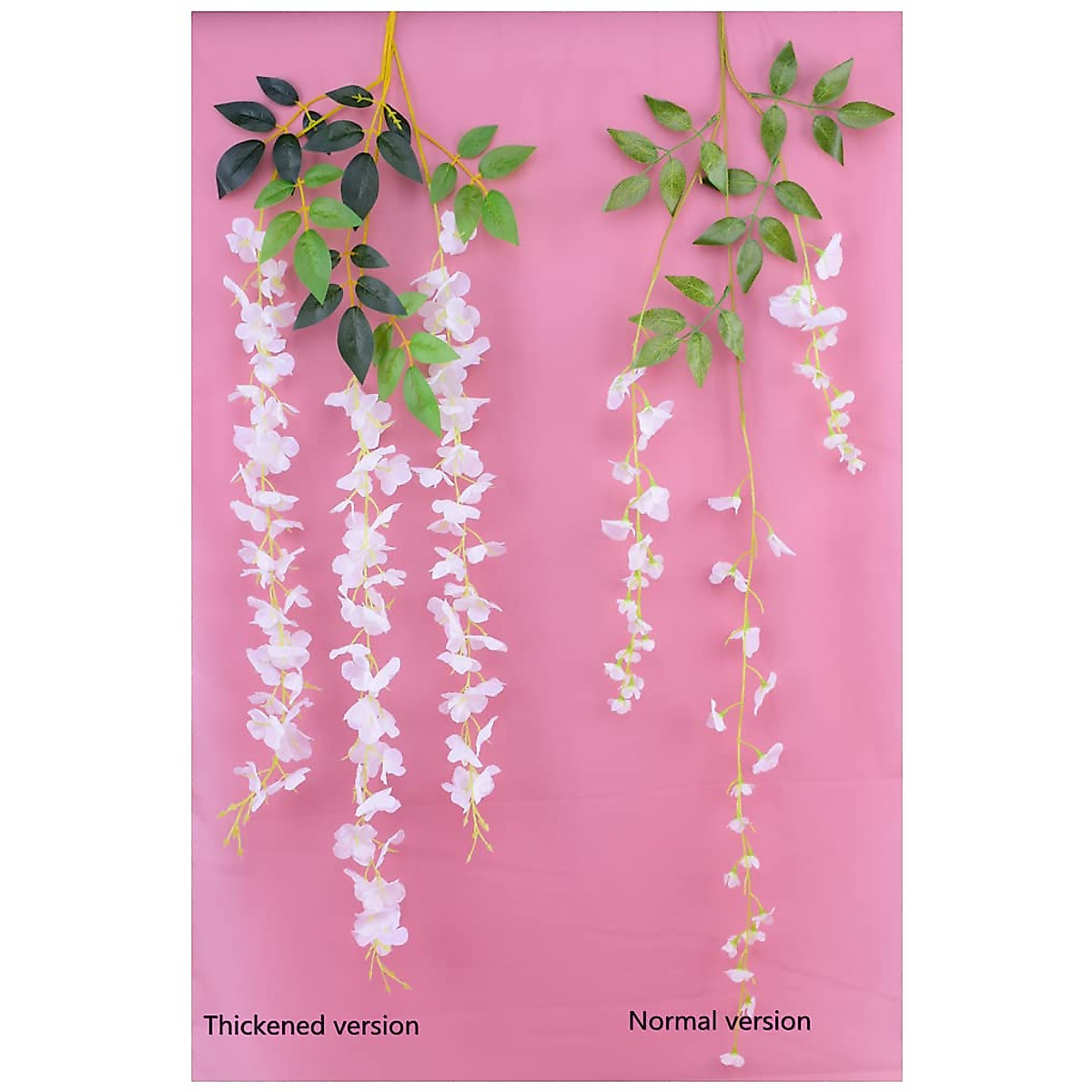 MARTHA&IVAN 26 Stems Artificial Wisteria Garland Fake Wisteria Vine Hanging Flower Bush String for Wedding Garden Party Decoration (26 Stems White)