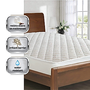 All-In-One Water-Resistant Copper Effects Hygienic Fitted Mattress Pad, King, White