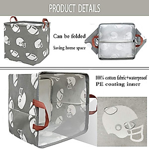 BOOHIT Square Storage Box Basket,Canvas Fabric Toy Collapsible Storage Organizer Bin,PE Waterproof Storage Box,Laundry Basket for Kid Rooms,Playroom,Shelves,Toy Basket,Gift Basket (Rugby)