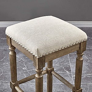 Ball & Cast Counter Height Barstool Upholstered Counter Stool Weathered Oak Finish 2-Pack 26" H