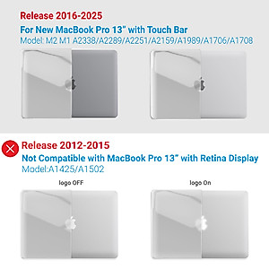 IBENZER Compatible with 2023 2022 M2 MacBook Pro 13 Inch Case 2021-2016 M1 A2338 A2289 A2251 A2159 A1989 A1706 A1708, Hard Shell Case & Keyboard Cover for Mac Pro 13, Crystal Clear, T13CYCL+1A