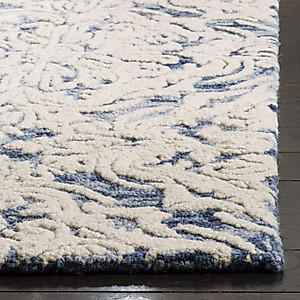 SAFAVIEH Blossom Collection 2' 3" x 12' Blue/Ivory BLM103M Handmade Premium Wool Entryway Foyer Living Room Kitchen Runner Rug