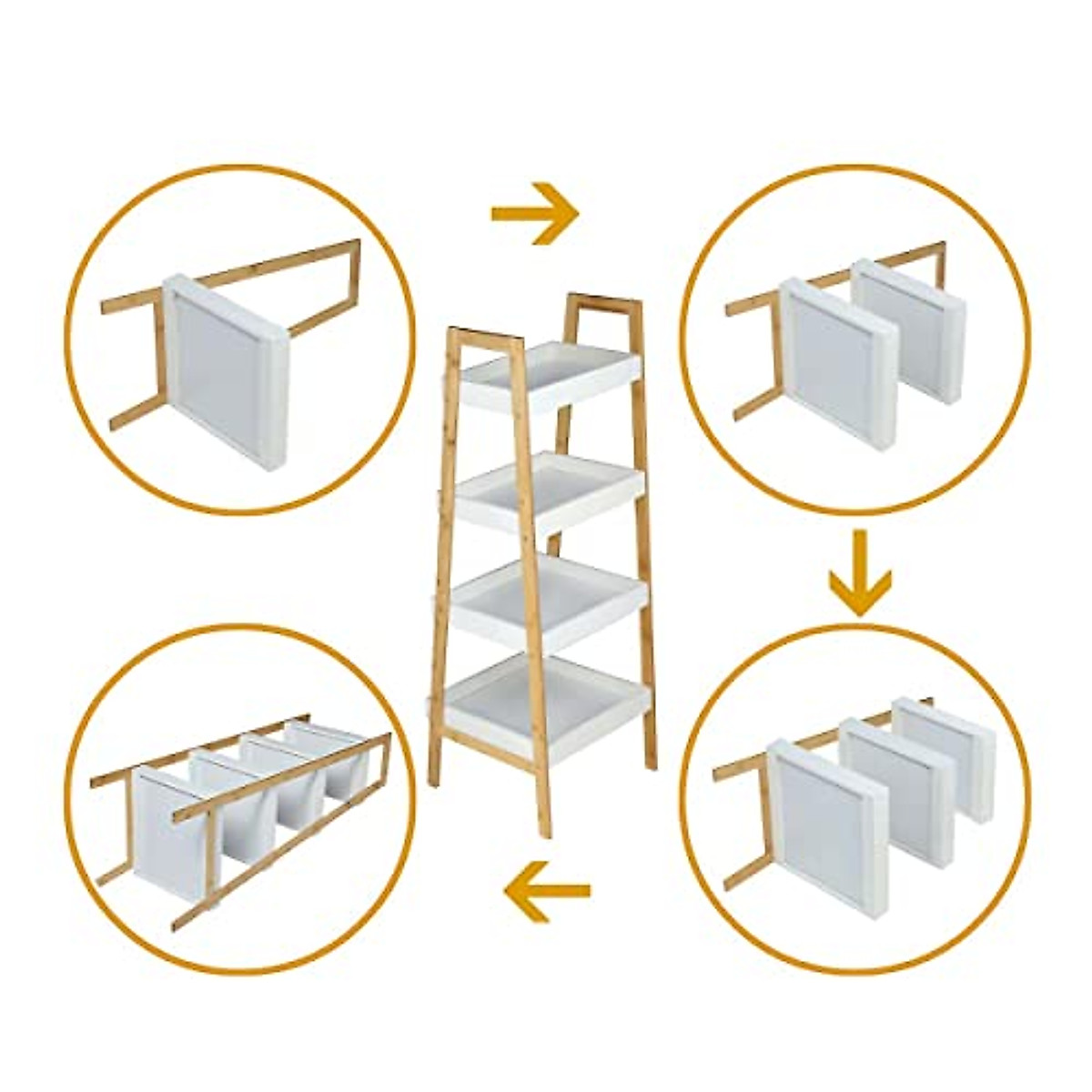 Magshion 4-Tier Ladder Shelf Casual Home Basics Modern Bookshelf Organizer, Storage Rack Shelves, Decorative Leaning Bookshelf for Bathroom, Living Room, Corner Display Bookcase