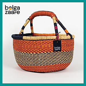Bolga Zaare Market Basket, Handmade in Ghana Africa by Women Artisans (Colorful, Large) (16"-18" Diameter x 9"-10" H) (1 basket)