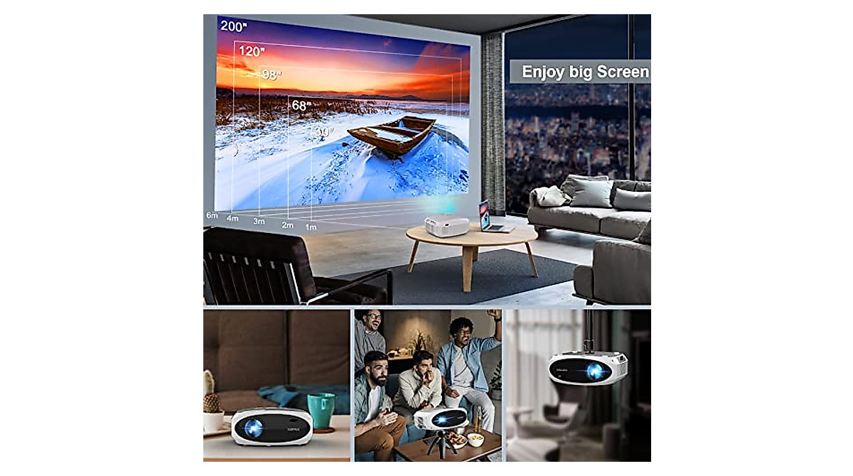 XOPPOX 1080P WiFi Bluetooth Projector for Home & Outdoor Use