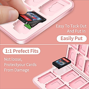 OLDZHU Cute Switch Case Holder Compatible with Nintendo Switch&Switch OLED, Pink Storage for 24 Game Cartridges and 24 Micro SD Cards