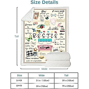 Best Friend Birthday Gifts for Women, Friendship Gifts for Women Friends, Best Friend, Best Friend Blanket 50 x 60, Soft Sherpa Throw Blanket Gifts for Women Sister Girls BFF
