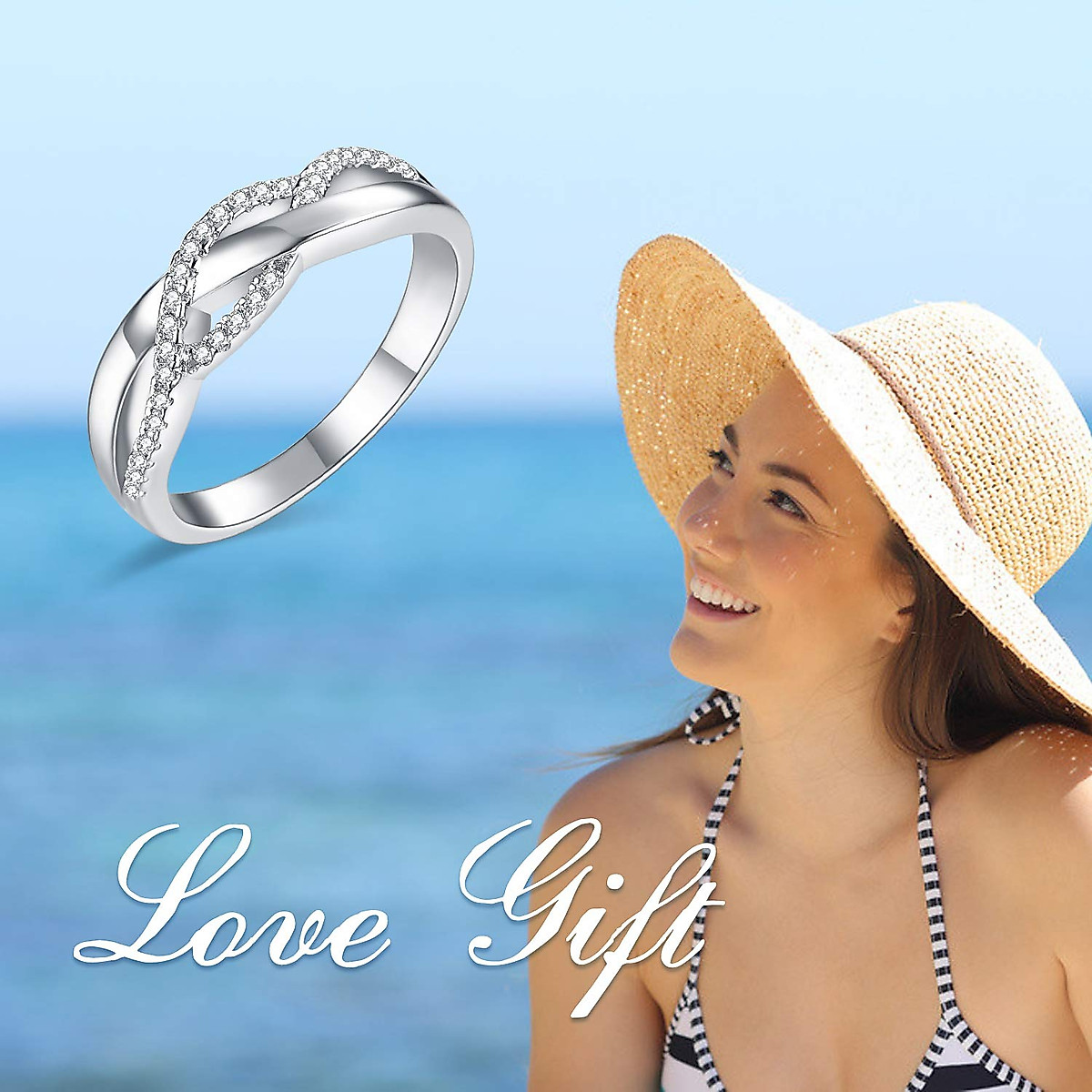 UCADRIT Personalized Engraved Names Rings Promise 925 Sterling Silver Spiral Twist Name Rings for Couple Women Girlfriend Custom Twist Graduation Rings Jewelry (Name Ring-01)