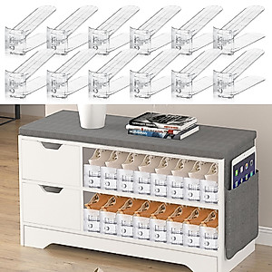 FENRUNXU Shoe Slots Organizer for Closet,6 Pack Shoe Stacker Shoe Rack Organizer for Closet Space Saver Storage Shoe Holder Organization(Transparent)