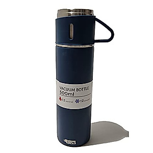 BT53 Stainless Steel 500 ML Vacuum Flask/Bottle/Thermos for Hot and Cold Drinks with Three Cups (Blue)