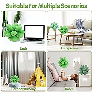 3D Succulents Cactus Pillow, Decorative Green Throw Pillows for Bed, Cute Pillows Succulent Pillow Plant Pillow for Bedroom Aesthetic Pillows Home Décor Gift for Garden Green Lovers 9.8 inches(b)