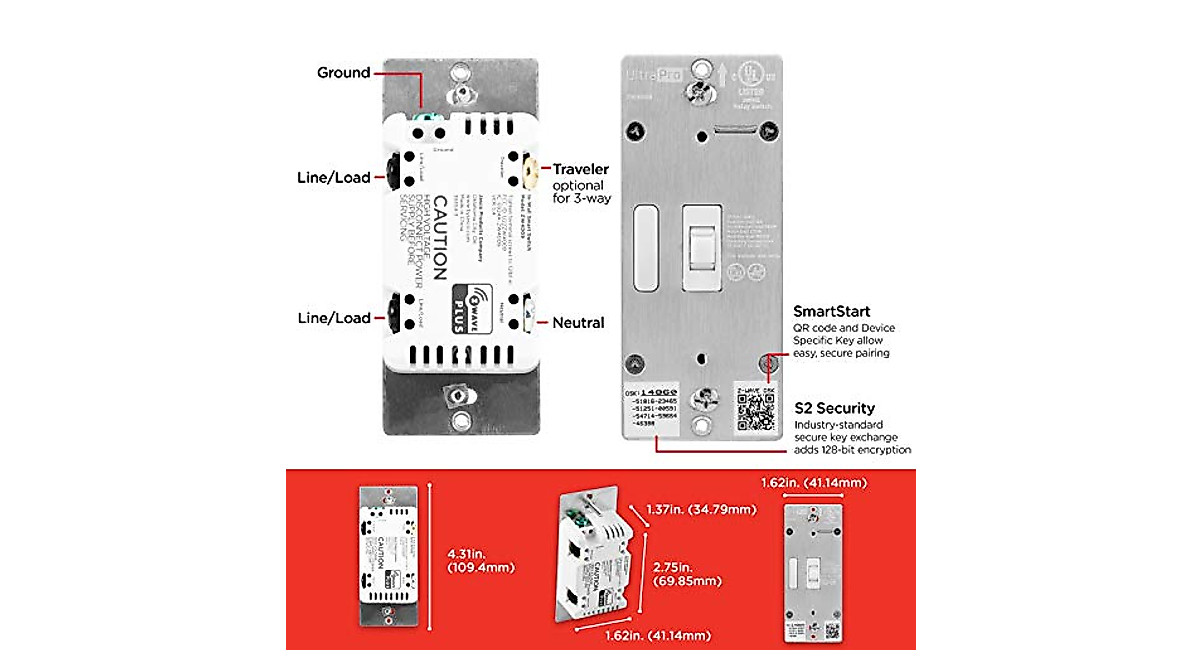 UltraPro Z-Wave Smart Toggle Light Switch with QuickFit & SimpleWire