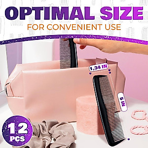 12Pcs Small Combs - Wallet Comb for Men Black Plastic Mens Combs for Hair Disposable Hair Comb Pack Barber Professional Beard Comb for Men