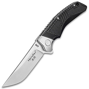 Honshu Premium Sekyuriti Ball Bearing Opening Pocket Knife - D2 Tool Steel Blade, Black TPU Handle Scales, Steel Pocket Clip – Ideal Everyday Carry Knife - 4 1/2" Closed