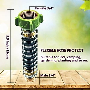 HQMPC Garden Hose Extension Adapter Hose Kink Protector RV Flexible Hose Protector 3/4" GHT Spring Garden Hose Coiled Spring Protector 2Pcs