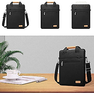 MOSISO Vertical Laptop Shoulder Bag Compatible with MacBook Air/Pro,13-13.3 inch Notebook,Compatible with MacBook Pro 14 inch 2023-2021 A2779 M2 A2442 M1 with Zipper Pockets & Belt, Black