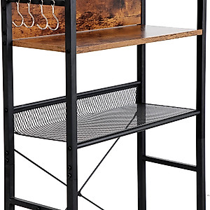 ZENY Over The Toilet Storage, 4-Tier Over Toilet Bathroom Space Saver with Hooks, Over The Toilet Storage Rack, Freestanding Bathroom Organizer, Rustic Brown