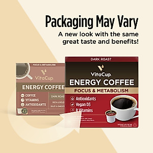 VitaCup Lightning Coffee Pods, Enhance Memory & Focus w/ 2X Caffeine,16CT | Energy Dark Roast Coffee Pods, Boost Focus & Metabolism, Antioxidants, B Vitamins, Bold & Smooth 16CT