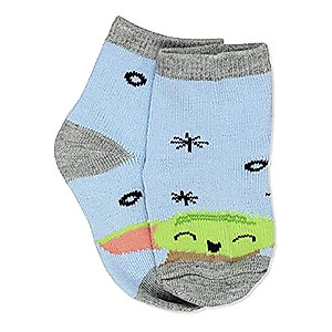 Disney Star Wars Mandalorian Baby Yoda Infant 6 Pack Quarter Socks (18-24 Months, Blue)