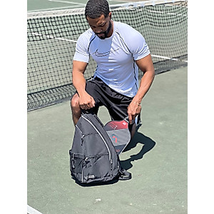 Vivid Sports Pickleball Bag, Reversible Crossbody Sling Bag/Backpack for Women Men (Black)
