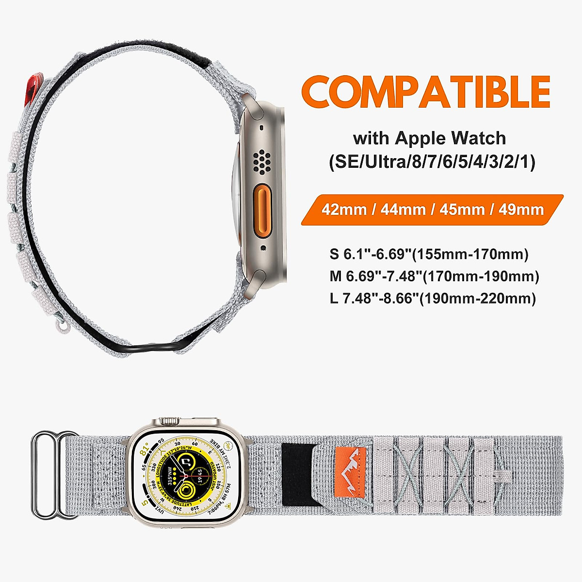 Odbeai Bands Compatible with Apple Watch Ultra 2 Band, Rugged Bands Compatible with Apple Watch Band 44mm 45mm 42mm 46mm 49mm, Nylon Sport Strap for iWatch Series 10 9 8 7 6 5 4 3 2 1 SE Ultra