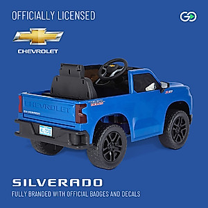 ReadyGO 12V Battery Powered Licensed Chevrolet Silverado Kids Ride On Truck Electric Vehicle with Parent Remote Control, High Speed Mode (5 MPH), LED Lights, Retractable Tailgate, & Truck Sounds