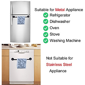 LEKUSHA 2 Pieces Magnetic Towel Bar for Refrigerator, Magnetic Towel Holder Towel Hook Hanger for Fridge, Kitchen Stove, Oven, Dishwasher, Sink Laundry Washing Machine Black