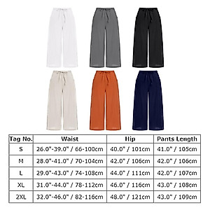 Womens Linen Pants High Waisted Wide Leg Casual Loose Drawstring Trousers Straight Leg Yoga Pants Boho Beach Flowy Pants Palazzo Pants PantalóN De Mujer Women Slacks with Pockets Black a XL