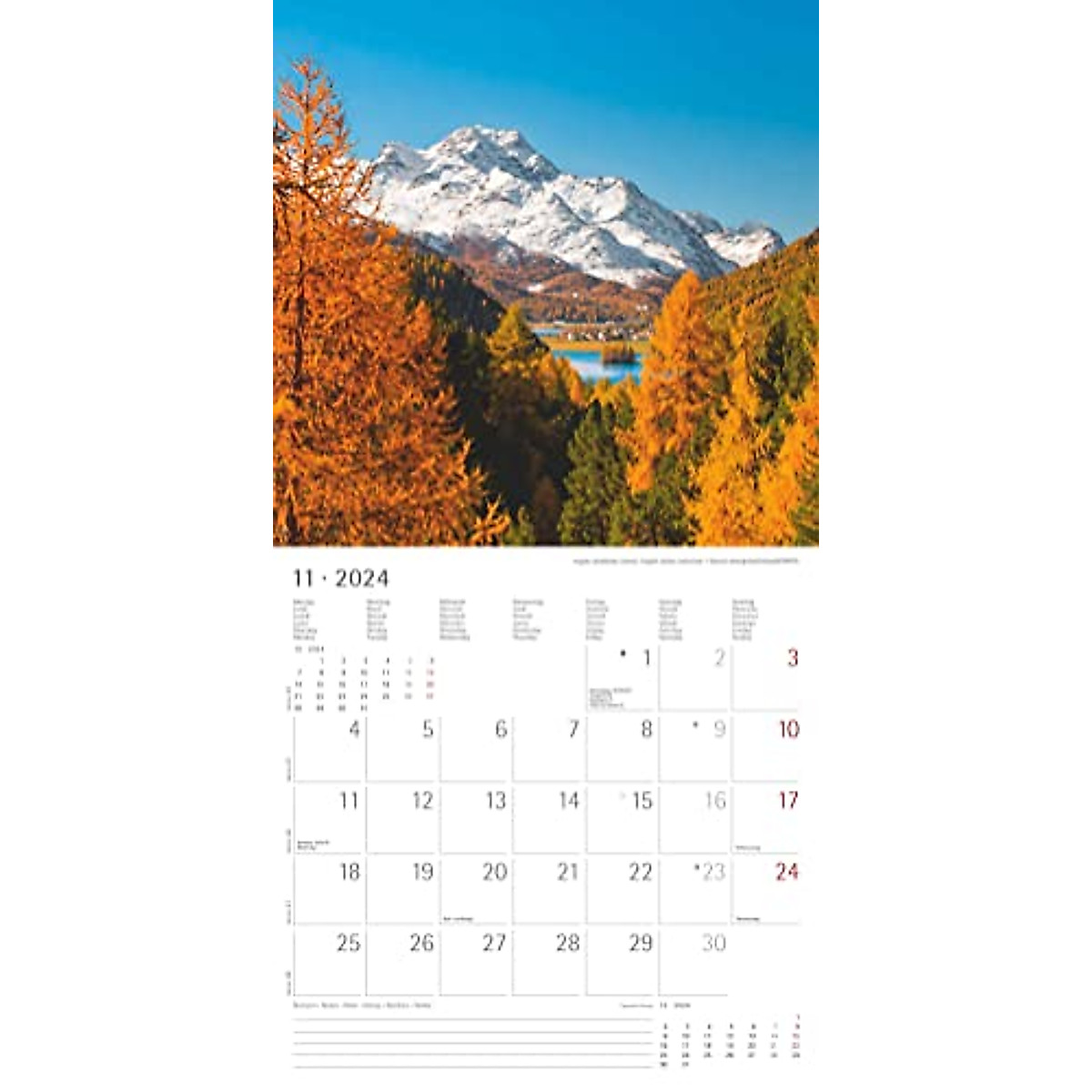 Alpen 2024 - Brochure Calendar 30 x 30 cm (30 x 60 Open) - Calendar with Space for Notes - The Alps - Picture Calendar - Wall Planner - Nature Calendar