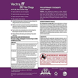 Vectra 3D for Dogs Flea, Tick & Mosquito Treatment & Prevention for Large Dogs (56 to 95 lbs) , 3 month supply