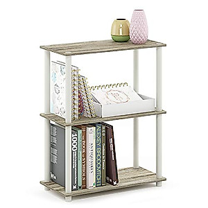 Furinno Turn-N-Tube 3-Tier Compact Multipurpose Shelf Display Rack, Sonoma Oak/White