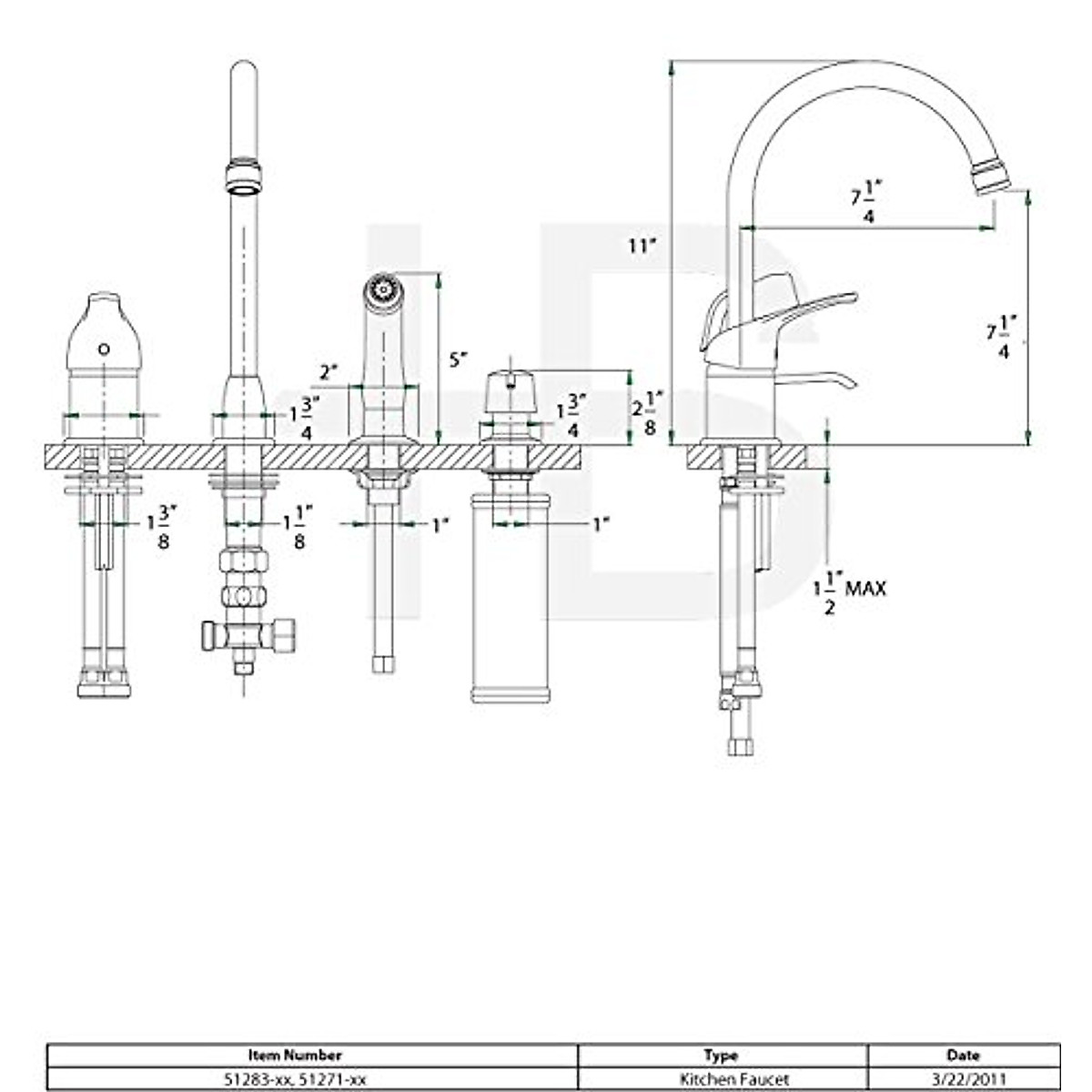 Huntington Brass K2780001-Z Single Control Faucet, 360 Degree Swing Angle, High Arc Gooseneck Spout, Matching Finish Side Sprayer Kitchen, Chrome