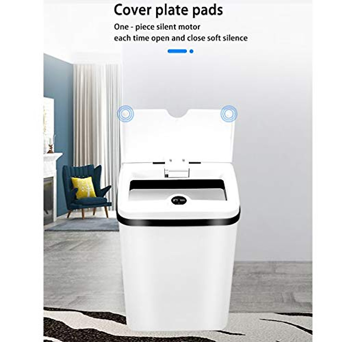 CZDYUF 15L Smart Trash Can Household USB Charging Light Energy Trash Can Automatic Induction Dustbin with Lid Kitchen Bathroom Dustbin (Color : OneColor)