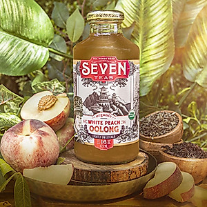 SevenTeas White Peach Oolong Tea, Organic Bottled Iced Teas 16 OZ (Pack of 12 Bottles)