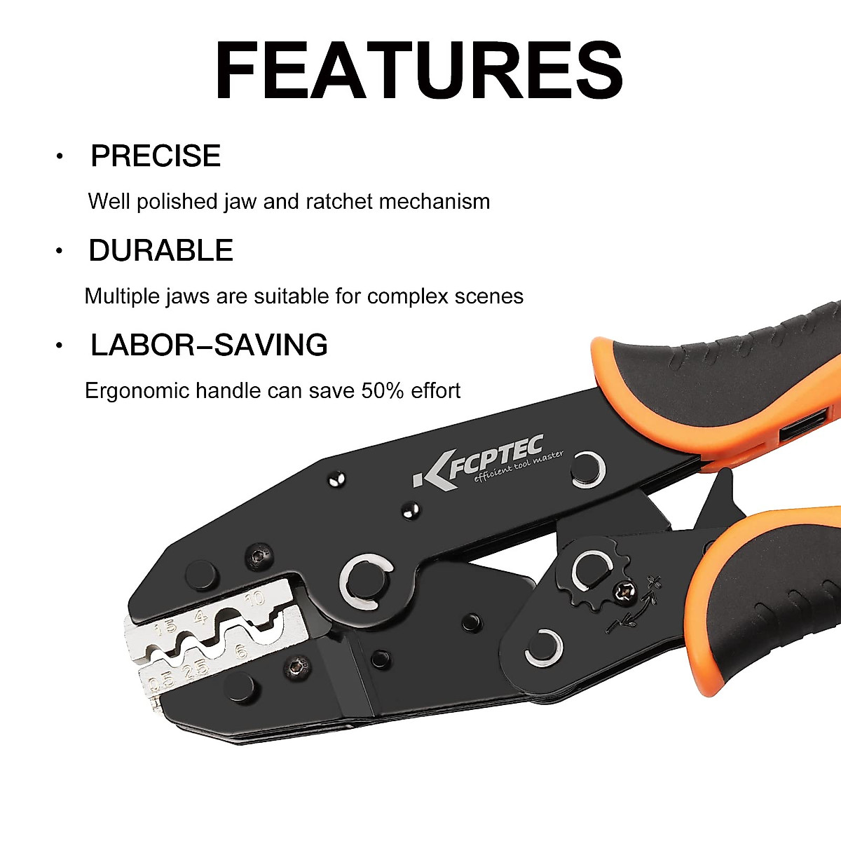KF CPTEC Crimping Tool Set 5PCS - Ratchet Wire Crimper Kit - Quick Exchange Jaw for Heat Shrink, Insulated Electrical Connectors, Insulated and Non-Insulated Ferrules, Non-Insulated Terminal Crimper