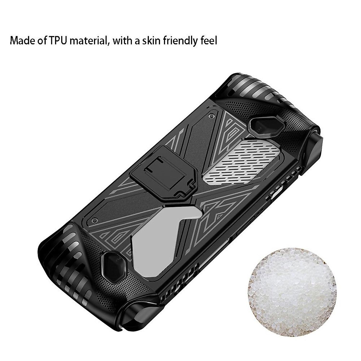 Baigeda Protective Case with Foldable Kickstand for ASUS Rog Ally 2023 Release Full Body Soft TPU Handheld Game Console Drop-Proof Protector Case with Shockproof,Non-Slip,Anti-Collision (Black)