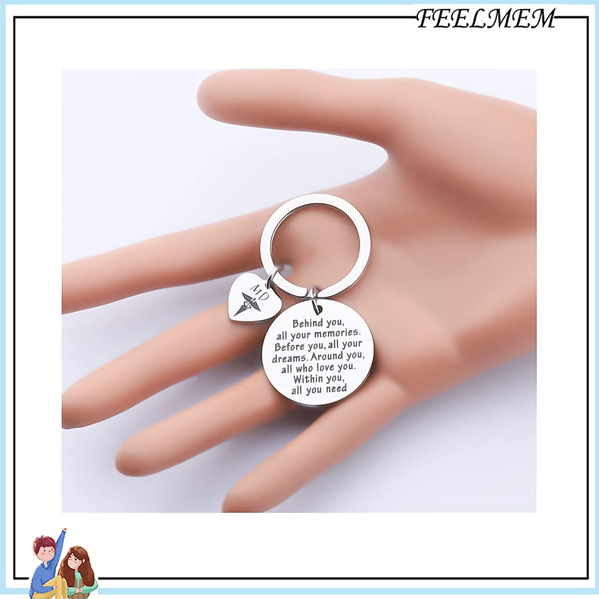 FEELMEM MD Keychain Future Medical Doctor Gifts Behind You All Your Memories Before You All Your Dreams Keychain Nursing Jewelry MD Gift Medical Student Graduation Gift (MD)