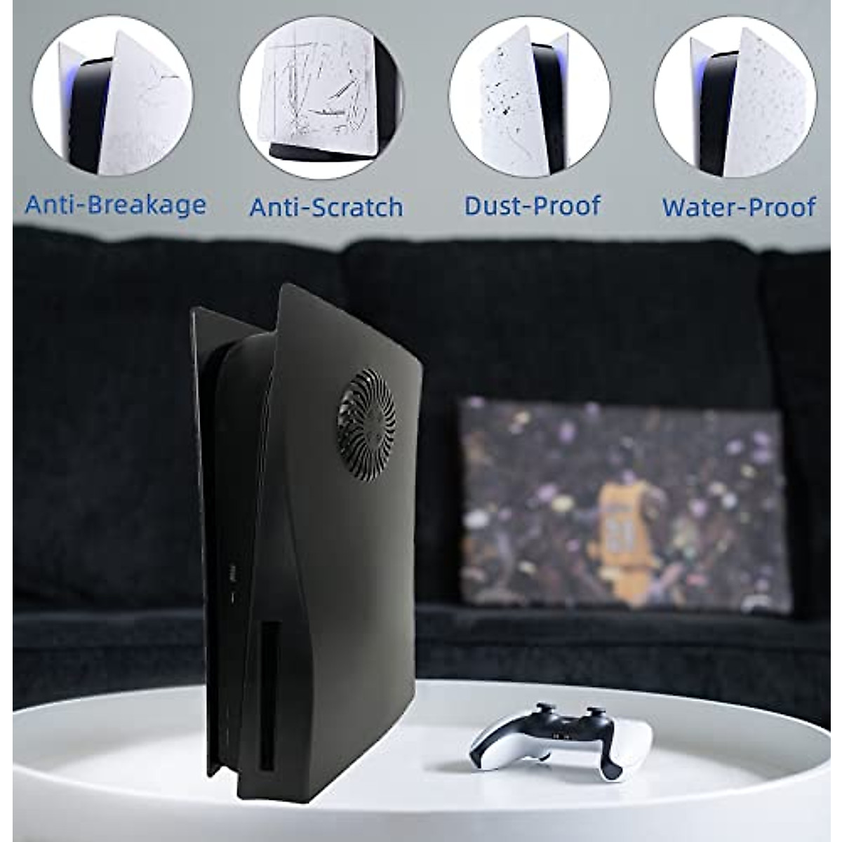 Disc Edition Face Plates with Cooling Vents Cover Skins Shell Panels for PS5 Console, Accessories for Playstation 5 Protective Shell Replacement Faceplate (Black)