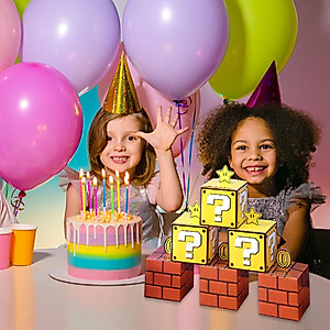 SUYEPER Super Theme Question Brick Treat Boxes Snack Goody Cardboard Bag Birthday Party Favors Decorations Gift Wrap Boxes (12PCS)