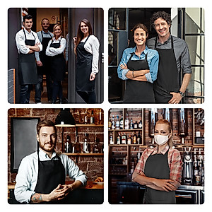 Yiclick 2 Pack Server Waitress Aprons, Waitress Accessories for women men, Black Apron for Server Waist Waiter, Apron with Pockets Waterproof