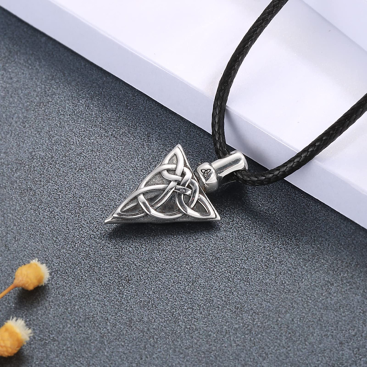 MANBU Sterling Silver Urn Necklace for Men: Arrowhead Memorial Pendant Cremation Ash Jewelry Bereavement Keepsakes Gift for Loss of a Loved One (style 4)