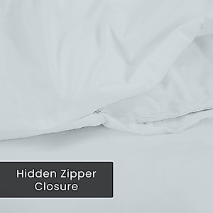 ROYALE LINENS White Duvet Cover Queen Size - 3 Piece Bedding Comforter Covers - Zipper Closure - 1 Queen Duvet Cover 90x90 inches and 2 Pillow Shams - No Comforter Included