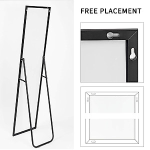 MIRUO Full Length, Floor Mirror Large Wall Mounted, Bedroom, Dressing Mirror Aluminum Alloy Thin Frame, Black, 65" x 22" (AMZVDJJ00371AAFN)