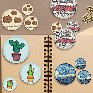 Onemorello 400 PCS Button Maker Supplies, 75mm / 2.95 inch Button Supplies Button Parts, Approx. 3 inch Metal Blank Button Badge Parts with Blank Paper for Button Maker Machine Pin Maker Button Press