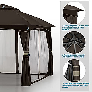 MASTERCANOPY Outdoor Patio Gazebo for Garden with Upgrade Steel Frame and Netting Walls (10x10,Brown)