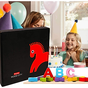 Alphabet Puzzle, WOOD CITY ABC Letter & Number Puzzles for Toddlers 1 2 3 Years Old, Preschool Learning Toys for Kids, Educational Name Puzzle Present for Boys and Girls (2 Pack)